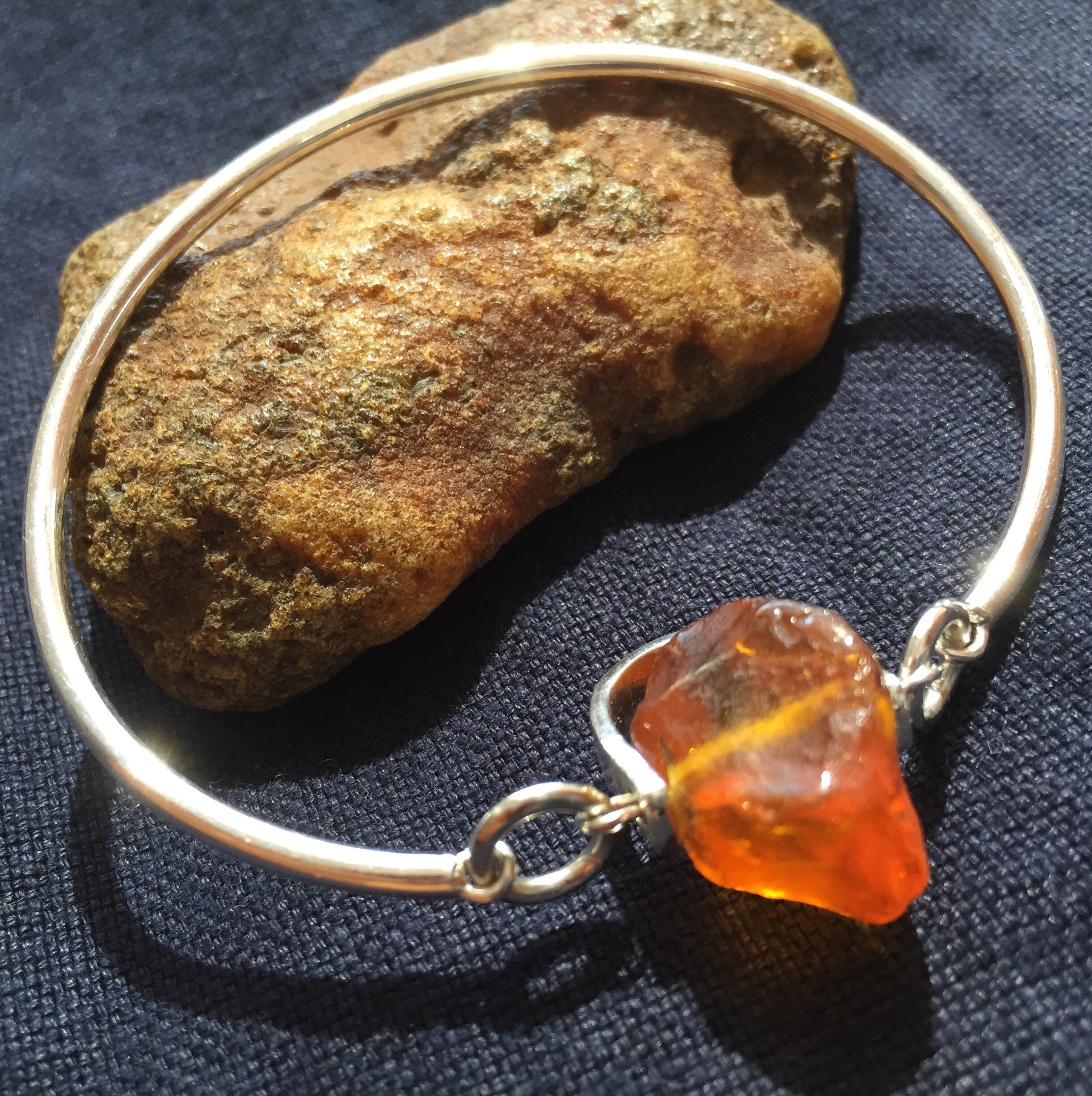 Baltic Amber on Solid Silver Bangle Bracelet – Ping Amber Jewelry