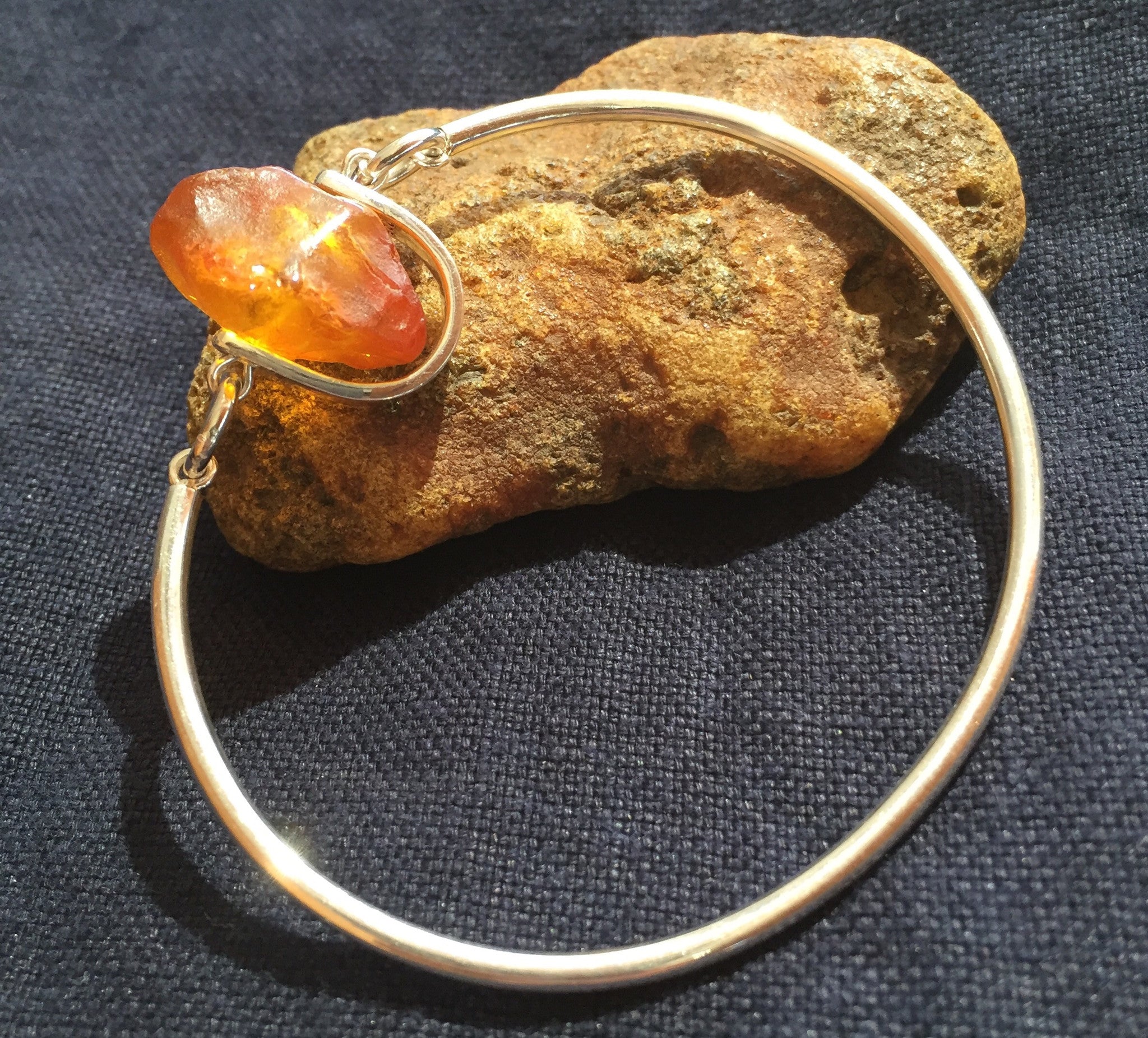 Baltic Amber on Solid Silver Bangle Bracelet – Ping Amber Jewelry