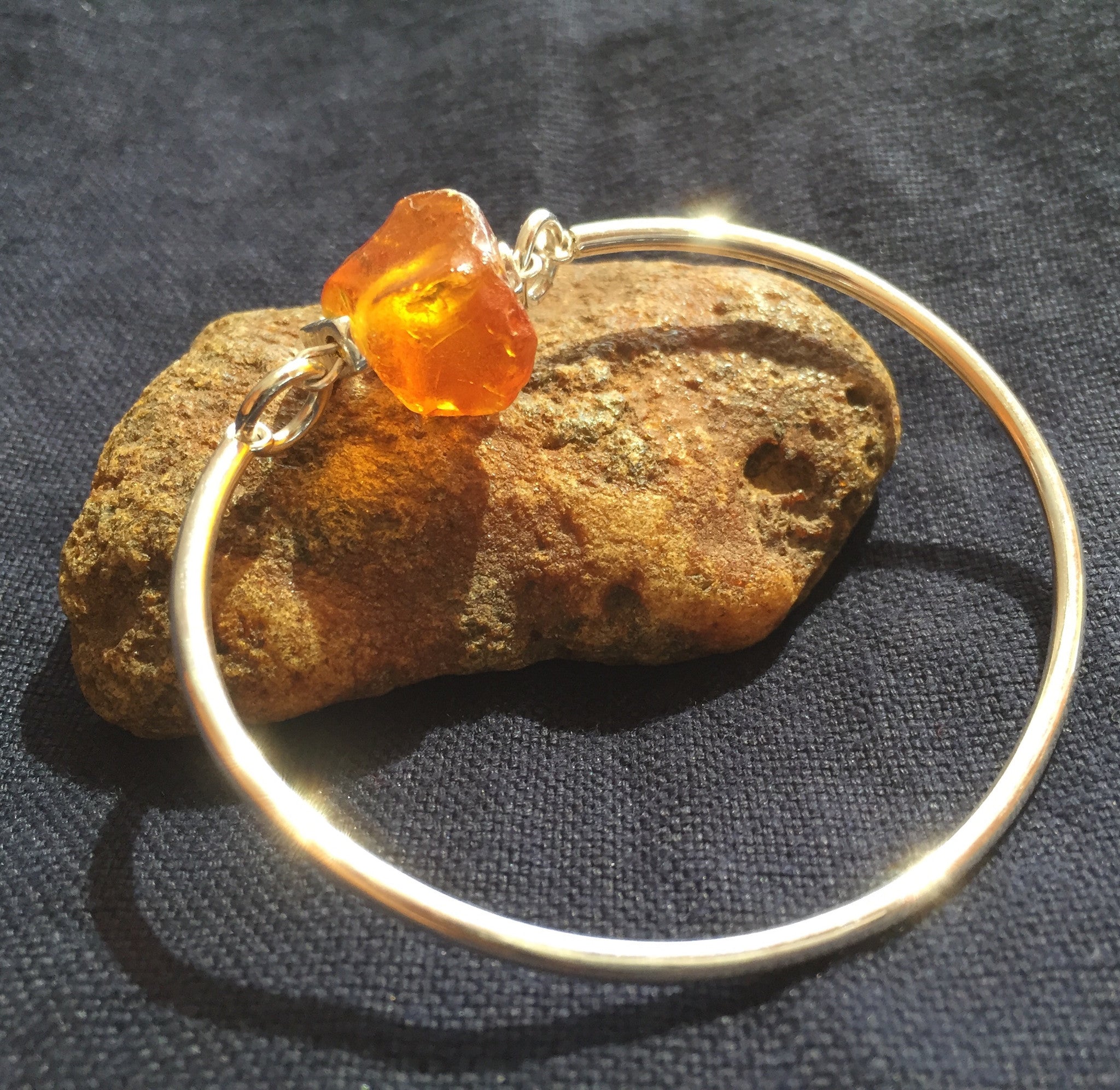 Baltic Amber on Solid Silver Bangle Bracelet – Ping Amber Jewelry